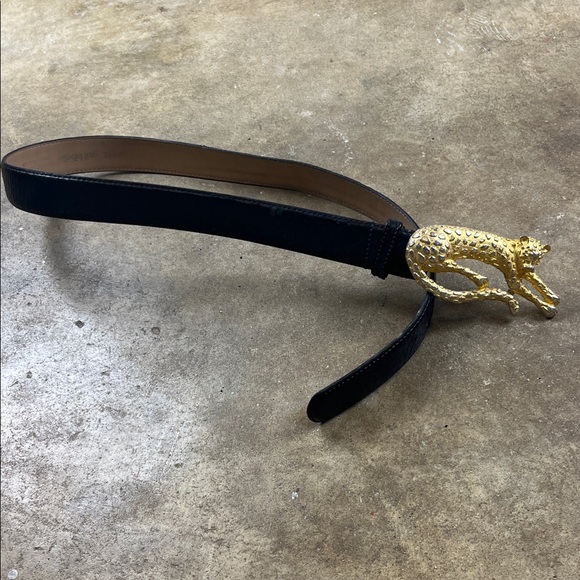 Gail Labelle | Accessories | Gail Labelle Black Belt With Gold Leopard ...